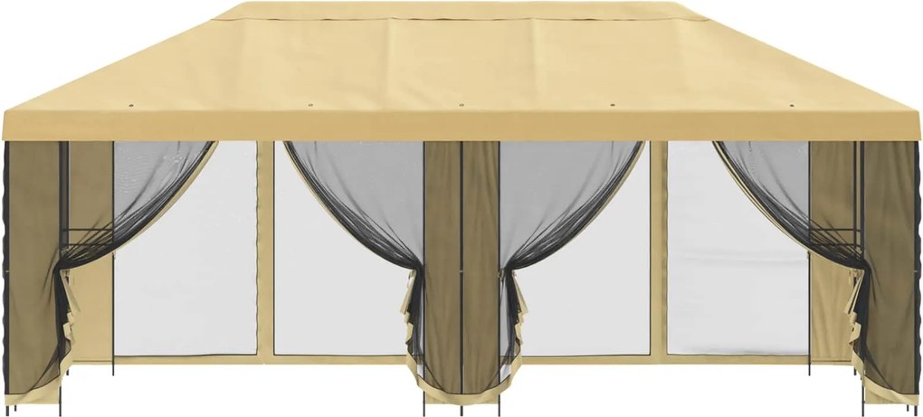 Zahradní altán se stěnami 6 x 3 m Krémová Polyester a ocel 3376020
