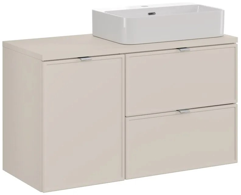 Závěsná skříňka Bella Cashmere Trust 2 s deskou a umyvadlem 100 cm kašmír/bílá