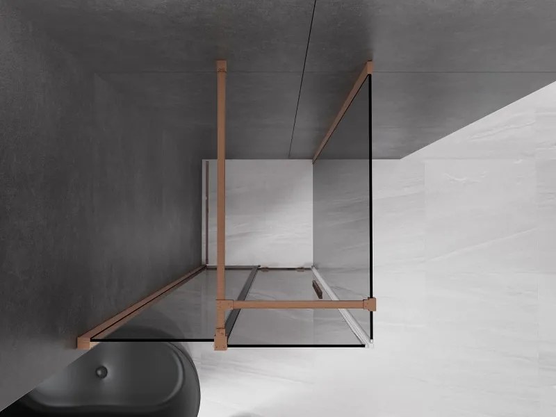 Mexen Velar, sprchový kout s posuvnými dveřmi 100 x 100 cm, 8mm šedé sklo, měděná matná, 871-100-100-41-65