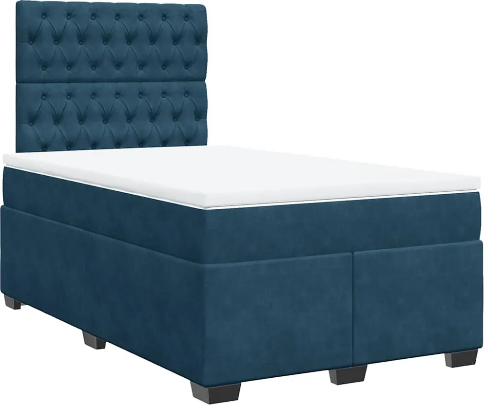 Box spring postel s matrací modrá 120 x 200 cm samet 3293192