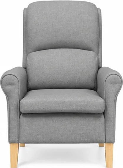 křeslo relaxační, odpočinkové, ušák, dřevo/textil, 101x95x75 cm, přírodní/světle šedá, Dekorino KR20260034