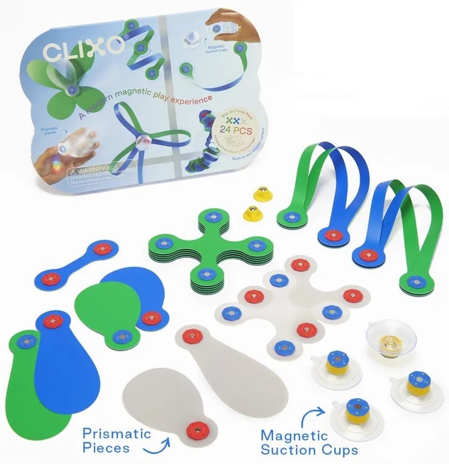 CLIXO: Magnetické bloky s prizmatickými prvky, 24 ks