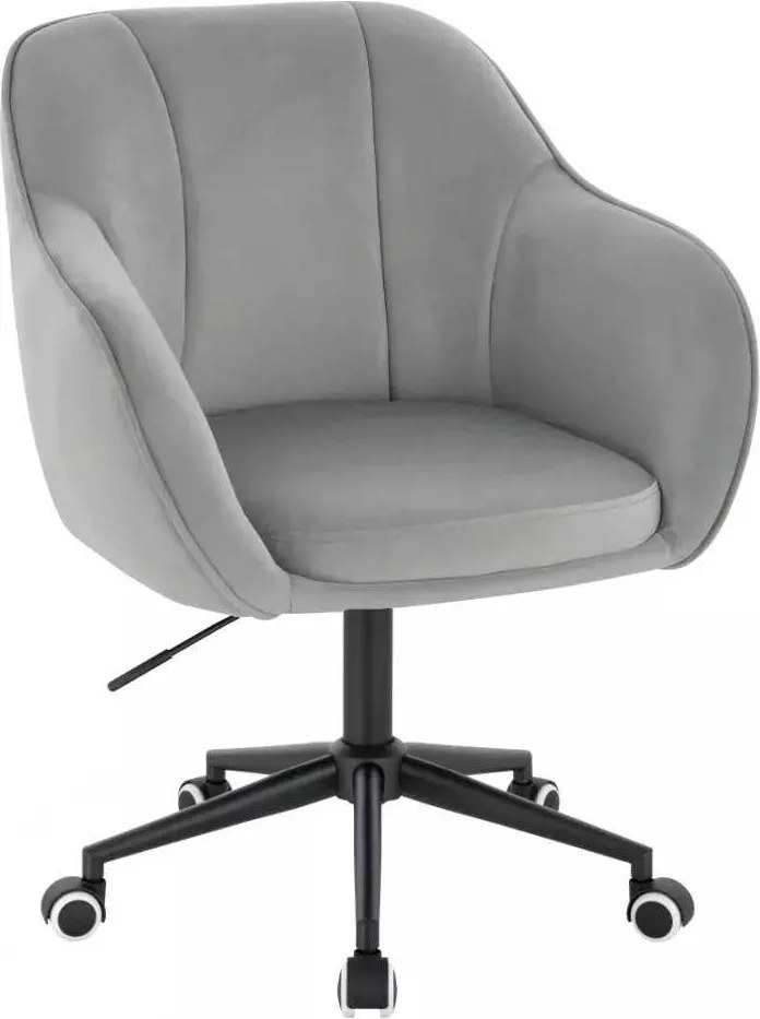 LuxuryForm DESIGN Otočná židle AVOLA VELUR na černé podstavě s kolečky - světle šedá