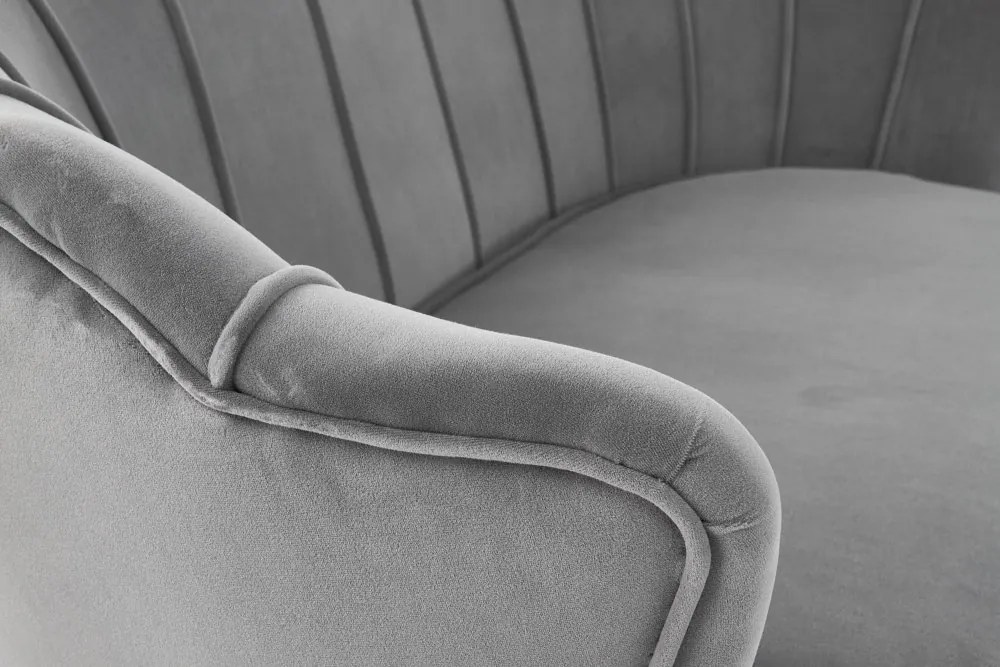 Designová pohovka AMORINITO XL — kov, látka, zlatá / šedá