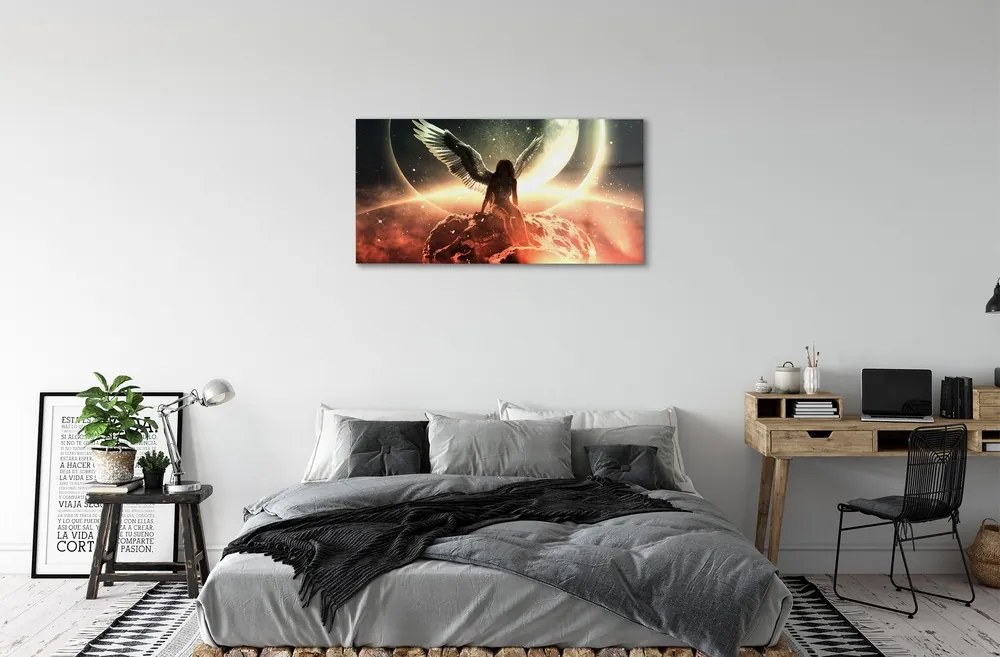 Obraz na skle Ženského křídla meteorit měsíc 120x60 cm