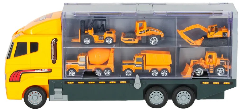 Creative Corner Transporter truck TIR launcher + kovové vozy stavební stroje