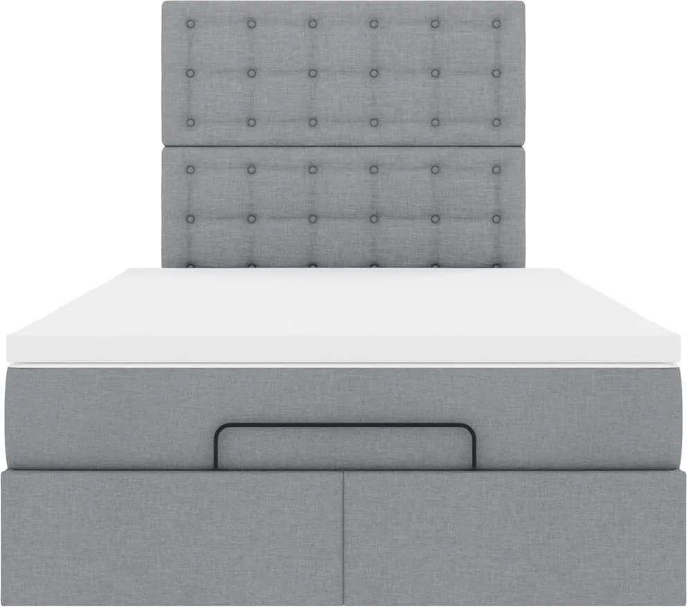 Osmanský rám postele s matrací světle šedá 120x190 cm textil 3314155