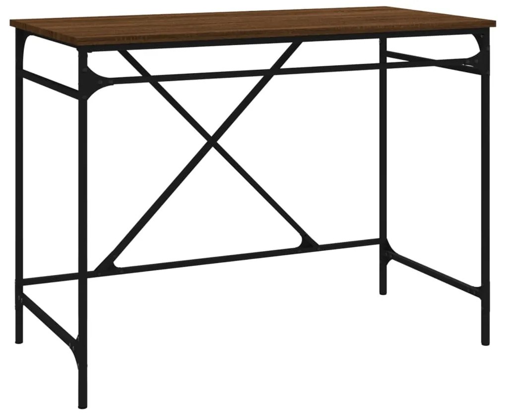 826723 vidaXL Psací stůl hnědý dub 100 x 50 x 75 cm kompozitní dřevo a železo