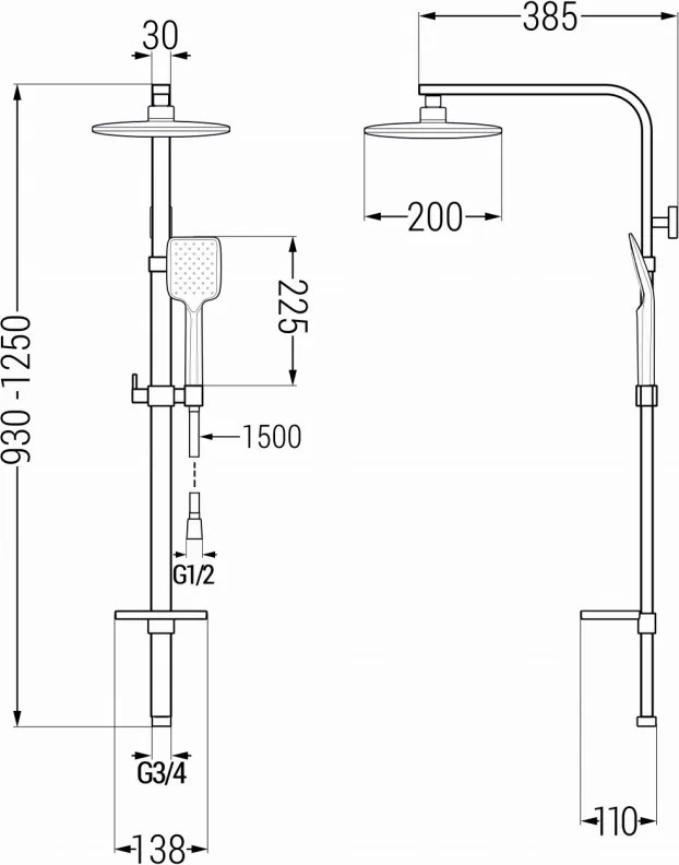 Mexen - Q62 sprchový set s horní hlavicí čtvercovou, růžová-zlatá, 798626295-60