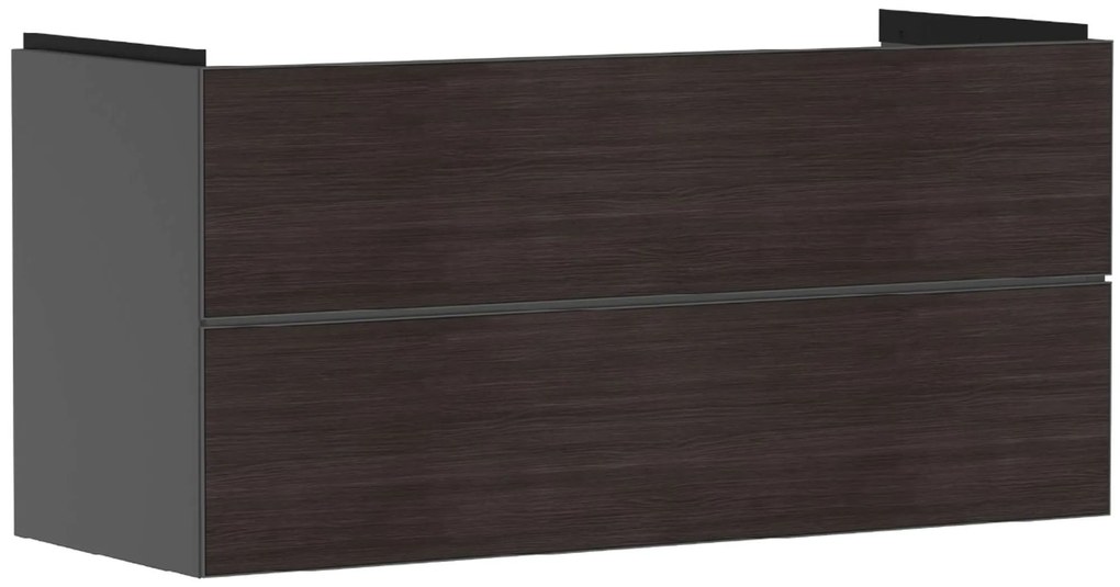 Hansgrohe Xevolos E - Umyvadlová skříňka 118x58x48 cm, 2 zásuvky, matná šedá/tmavý dub 54186730