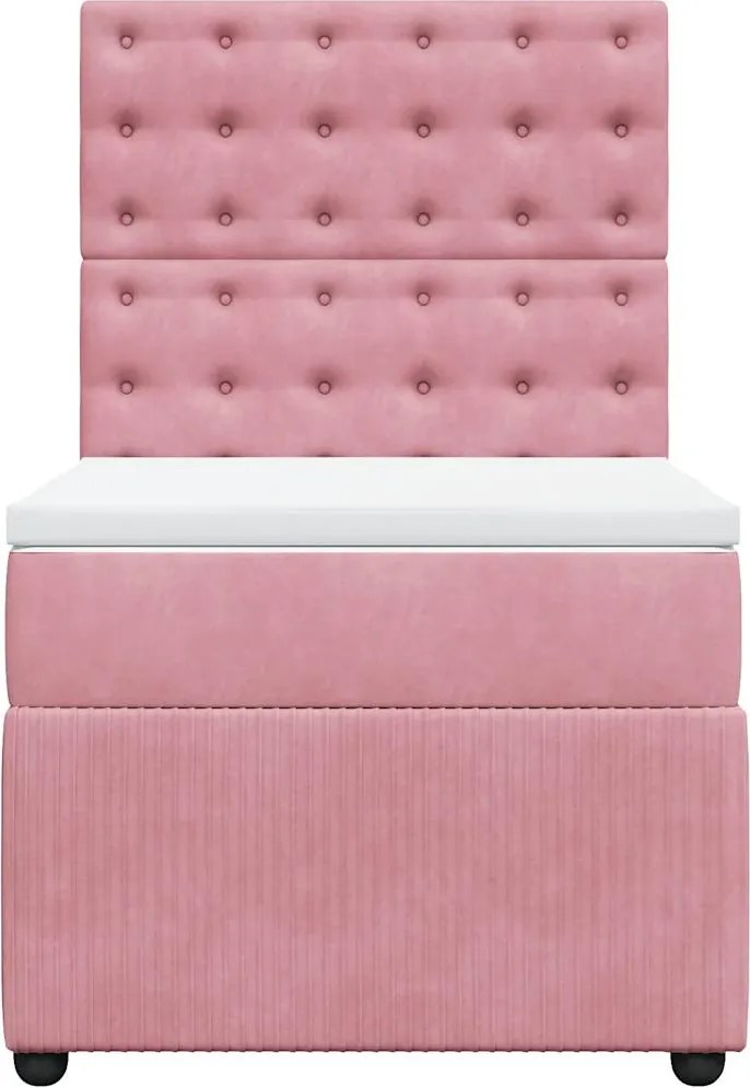 Box spring postel s matrací růžová 100x200 cm samet 3292279