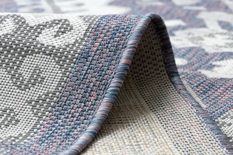 Dywany Łuszczów, Kusový koberec Sion Sisal Aztec 3007 blue/pink/ecru – na ven i na doma, 140x190, modrá, chodba / předsíň