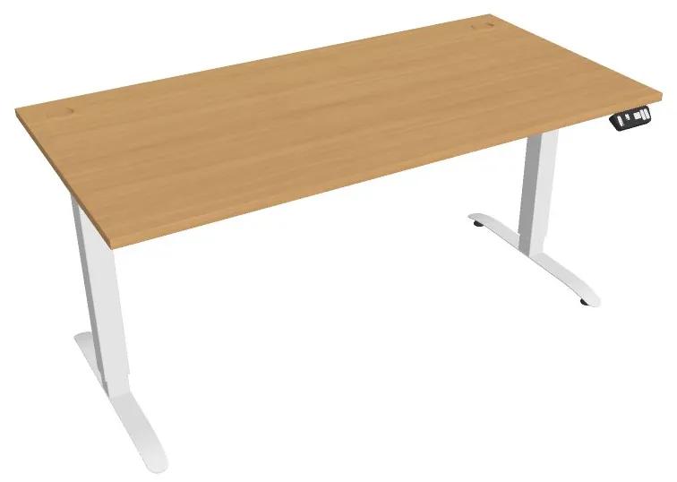 Elektr. nastavitelný stůl 160x80 s pamětí - HOBIS MOTION MS 2M 1600 Dekor stolové desky: buk, Barva kovové podnože: bílá