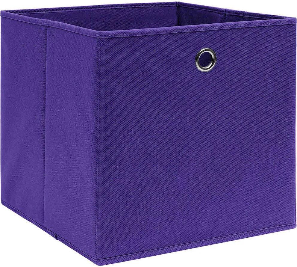 Úložné boxy 10 ks netkaná textilie 28 x 28 x 28 cm fialové 325213
