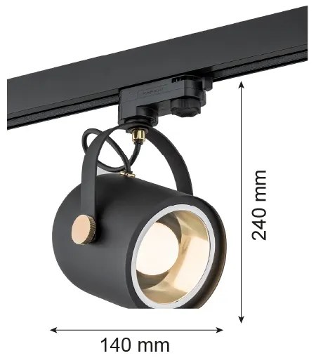Argon 4311 - Bodové svítidlo do lištového systému NET 1xE27/15W/230V černá
