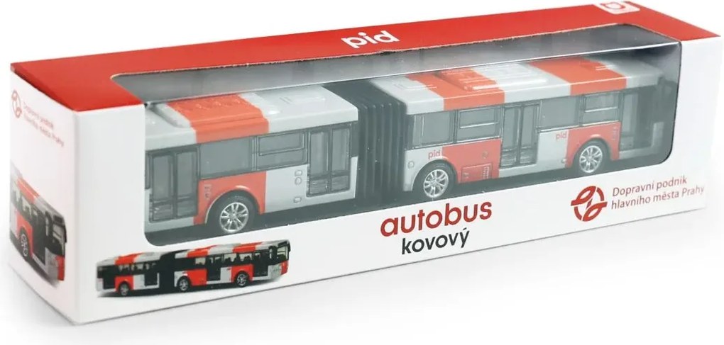 RAPPA Kovový kloubový autobus DPP - PID Praha červený, 18 cm