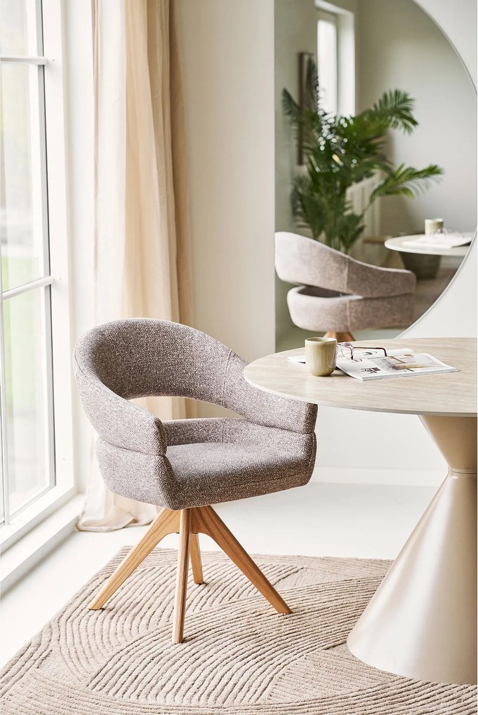 House Nordic Otočná židle DOVER hnědá s dřevěnými nohami 1001408