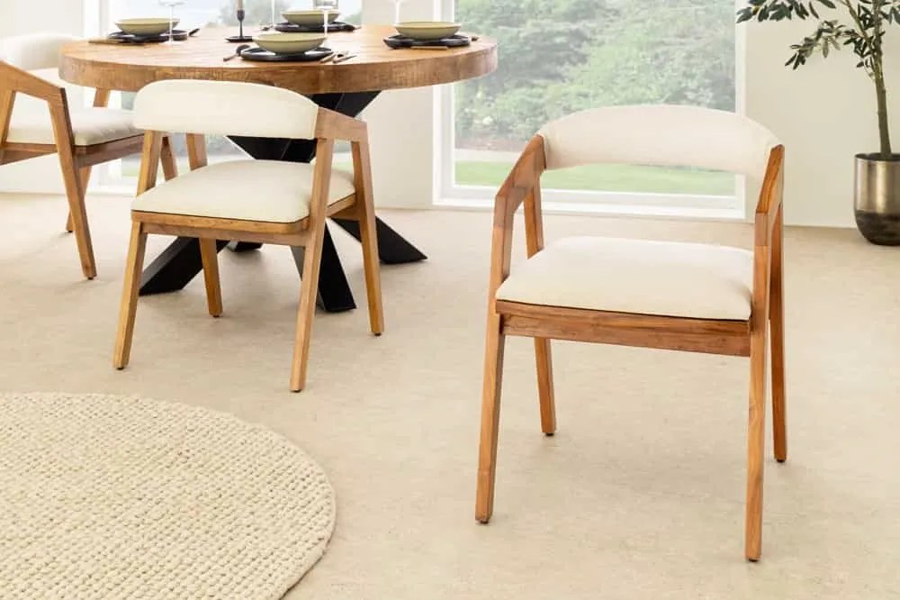 Designová jídelní židle Massive Honey akácie / béžová