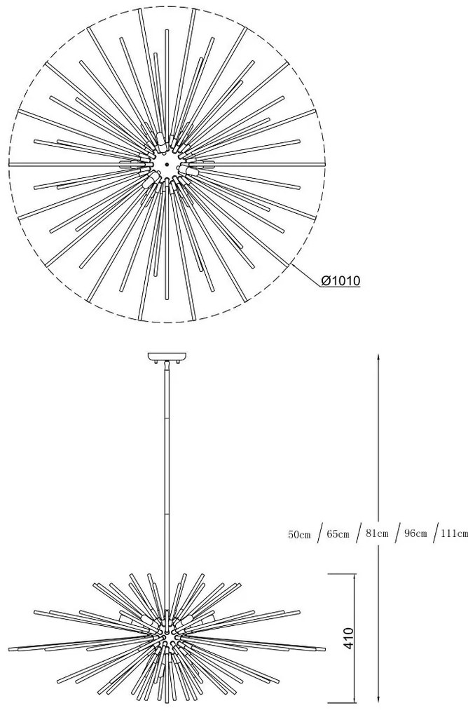 Zuma Line Kovové závěsné svítidlo Urchin, Ø101cm
