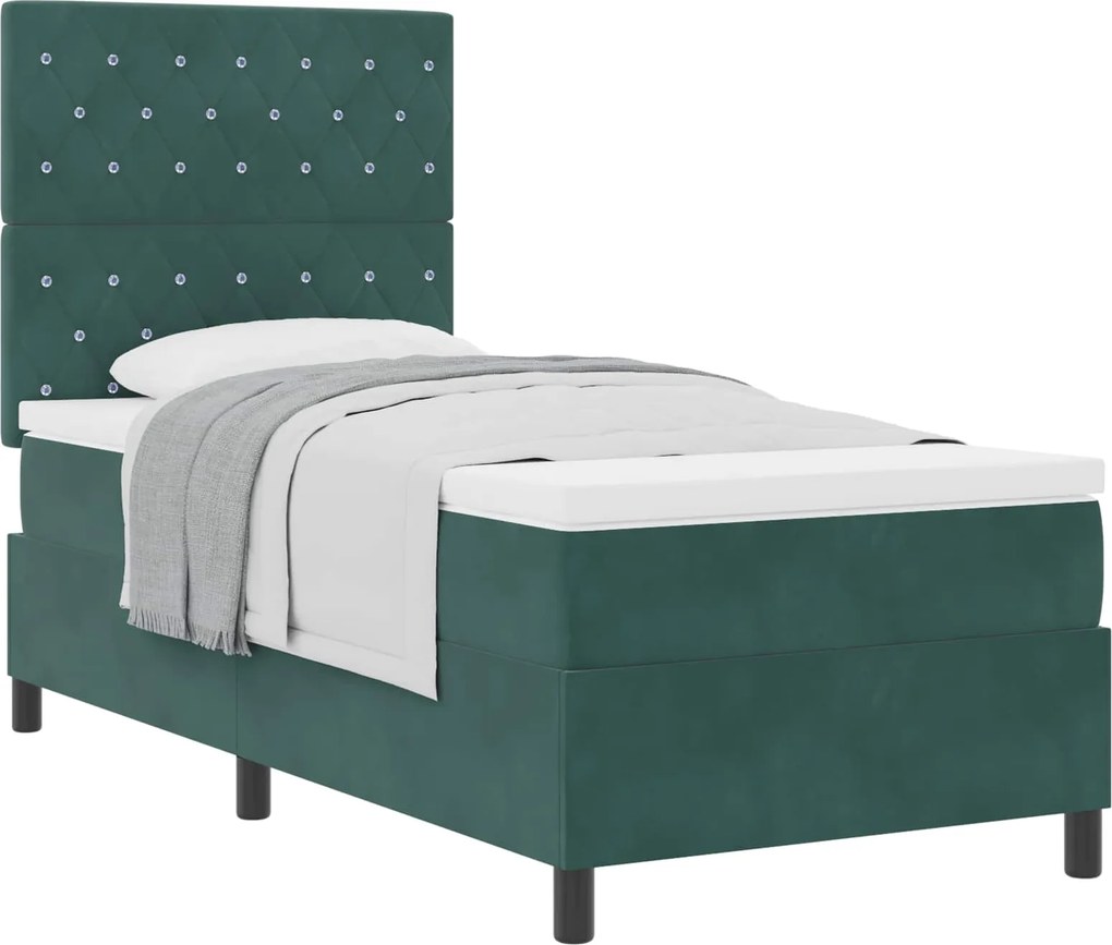 Postel s boxspringem s matrací Tmavě zelená 90 x 200 cm samet 3339743