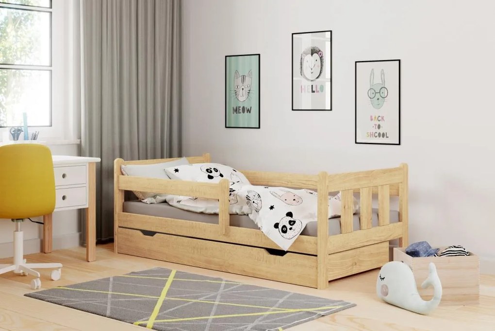 HLR, MARINELLA dětská postel se zábranou, dekor borovice, 160x80 cm