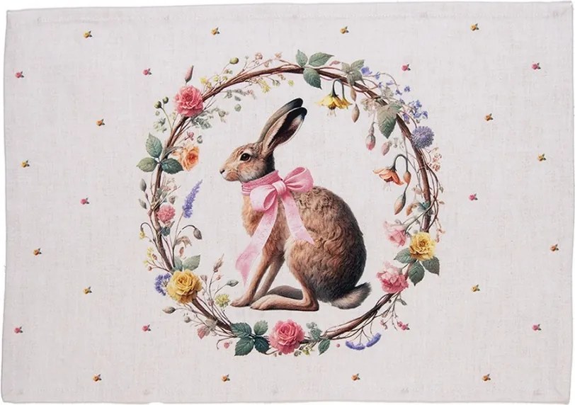 6ks prostírání zajíc s květy Easter Whispers Collection - 48*35 cm