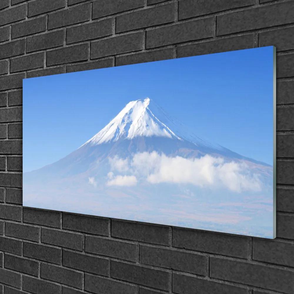 Obraz na skle Hory Mraky Nebe Krajina 100x50 cm