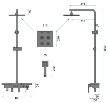 REA-P4121 - Sprchová sada s baterií BRAVO broušená zlatá