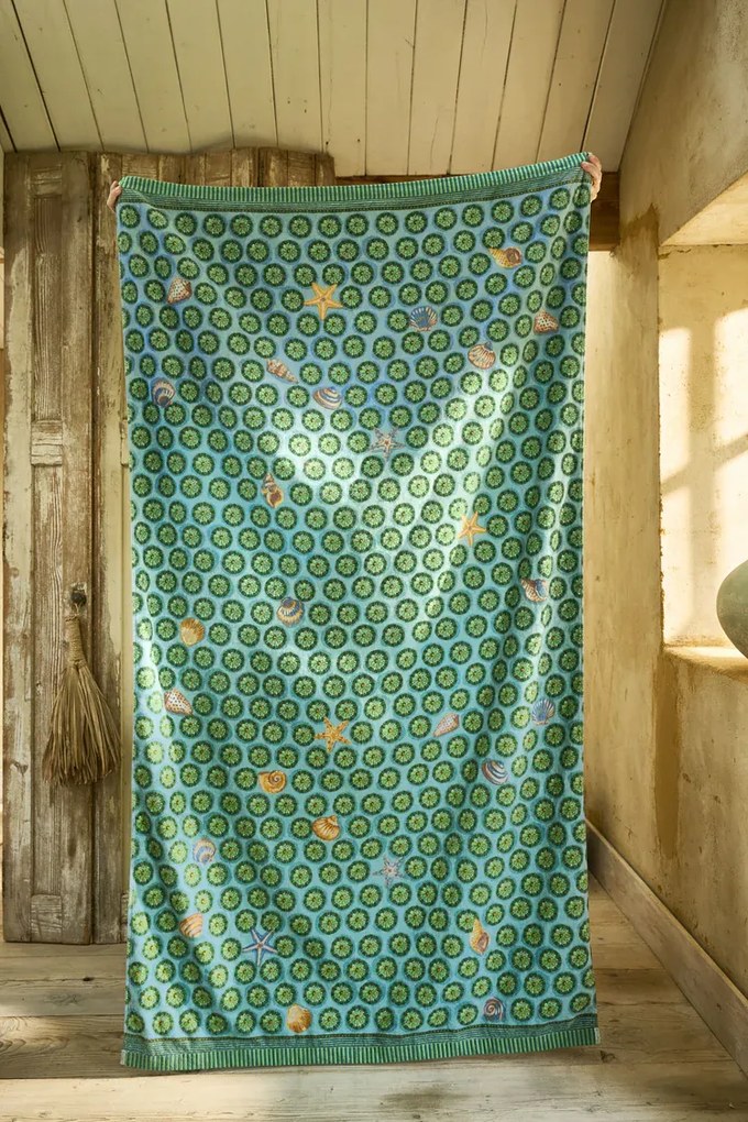 Pip Studio plážová osuška Sea Dots Beach 100x180cm, zelená (Beachtowel z bavlněného froté )