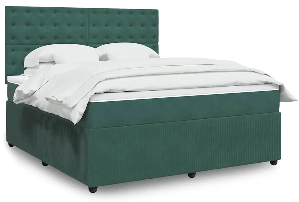 Box spring postel s matrací tmavě zelená 180x200 cm samet 3292421