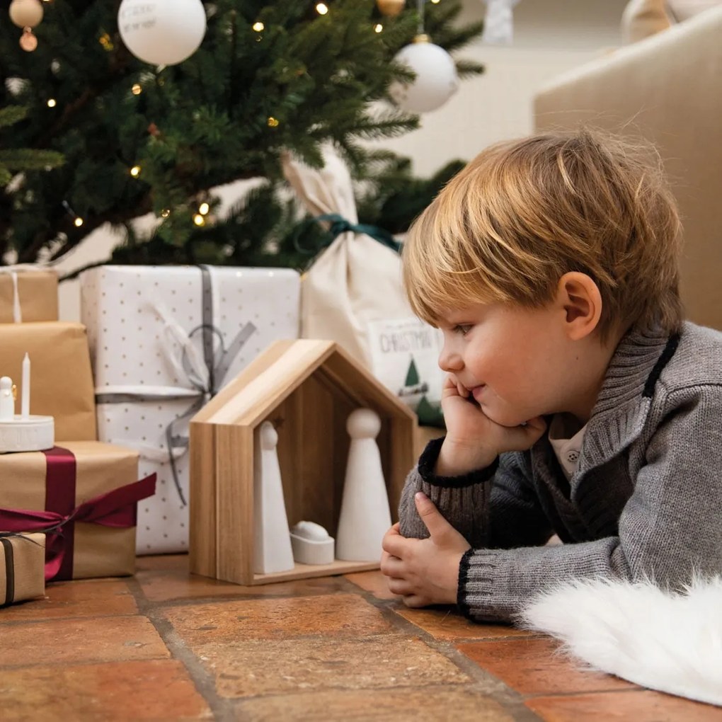 räder Dřevěný betlém Nativity Scene, bílá barva, přírodní barva, dřevo, porcelán