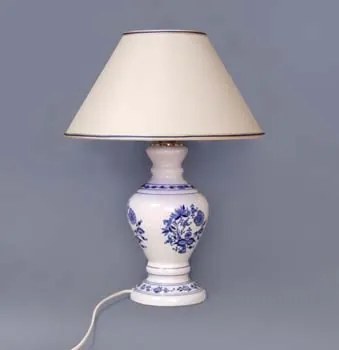 Lampa cibulák se stínítkem hladkým 42 cm originální cibulákový porcelán Dubí (70532)