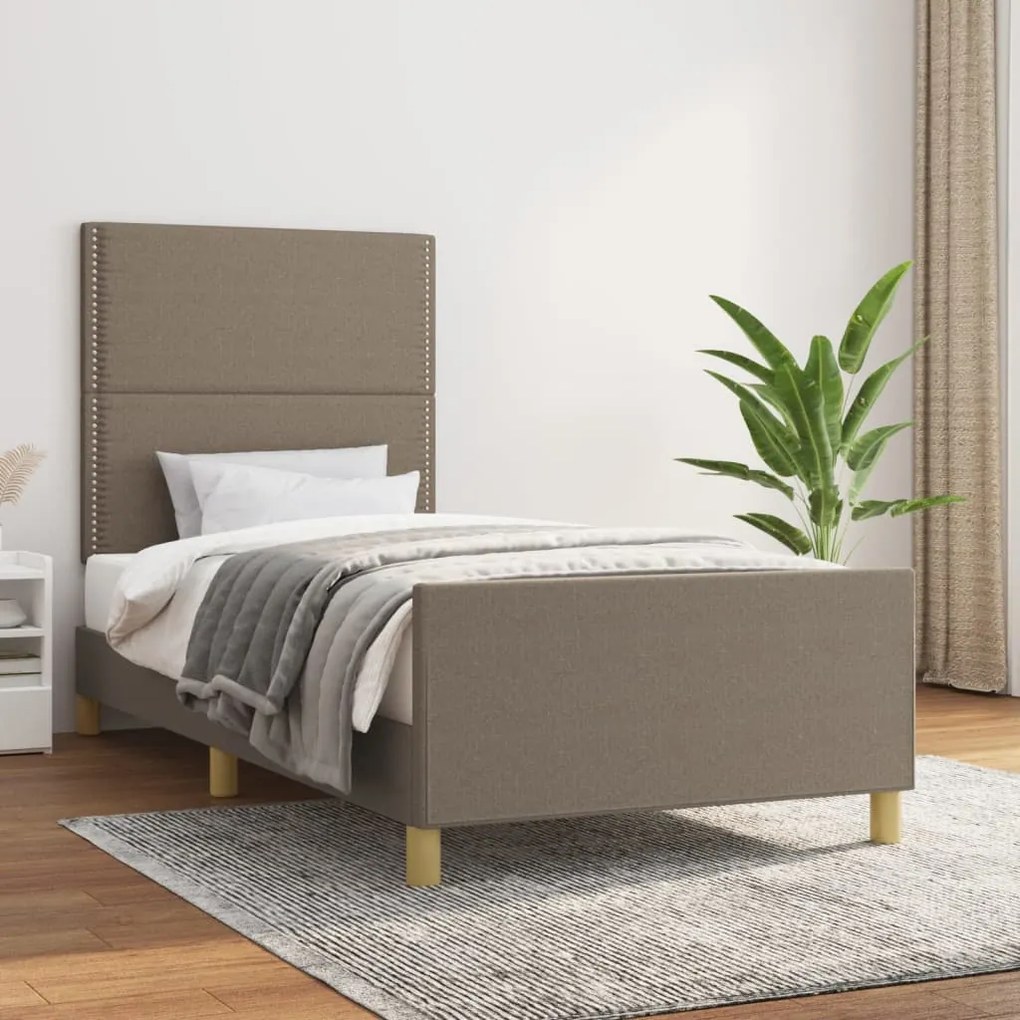 Rám postele bez matrací taupe 90x200 cm textil 3124948