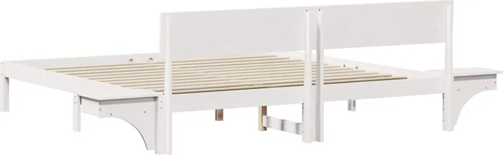 Rám postele s čelo Bílá 200 x 200 cm Masivní borové dřevo 3385749