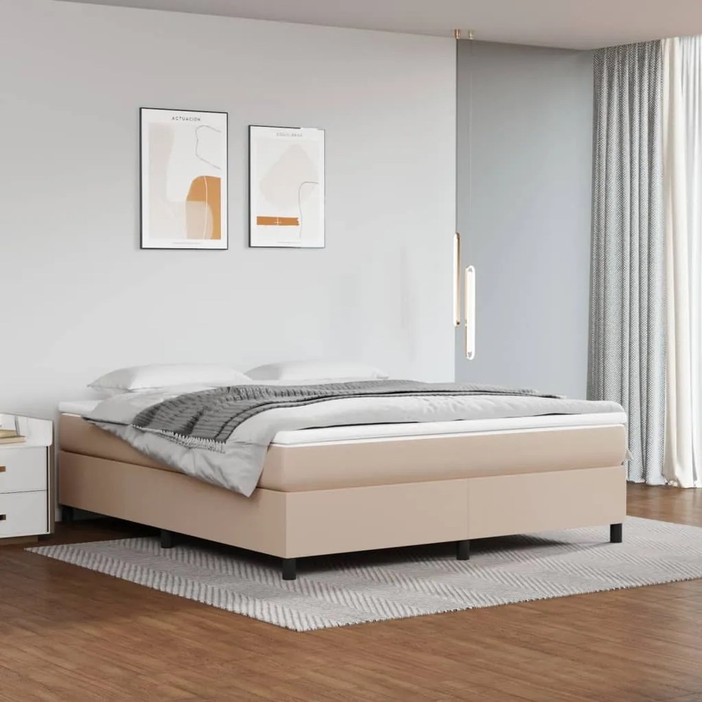 Rám postele s boxspringem cappuccino 160x200 cm umělá kůže 3121058
