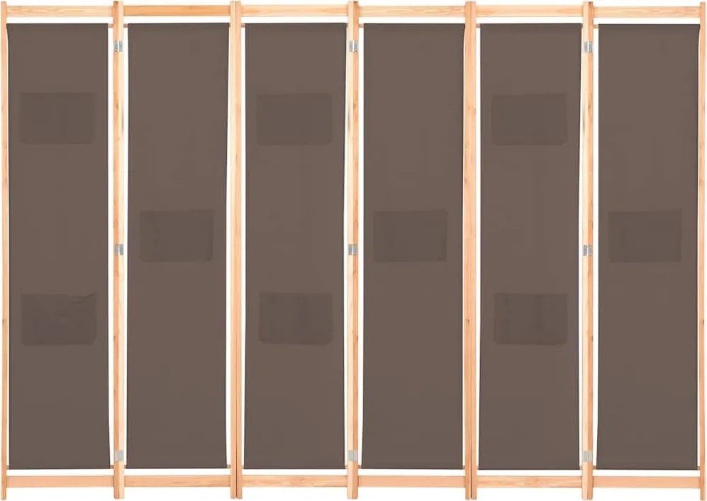 6dílný paraván hnědý 240 x 170 x 4 cm textil 248182
