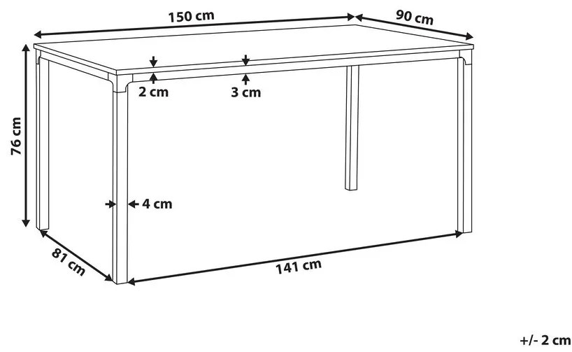 Černý jídelní stůl 150 x 90 cm se světlým dřevem HOCKLEY Beliani