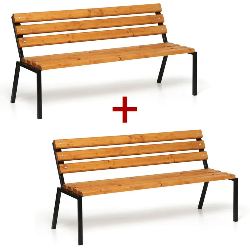 Venkovní lavička STACK, stohovatelná, s opěradlem, 1+1 ZDARMA, 1500 mm, limba