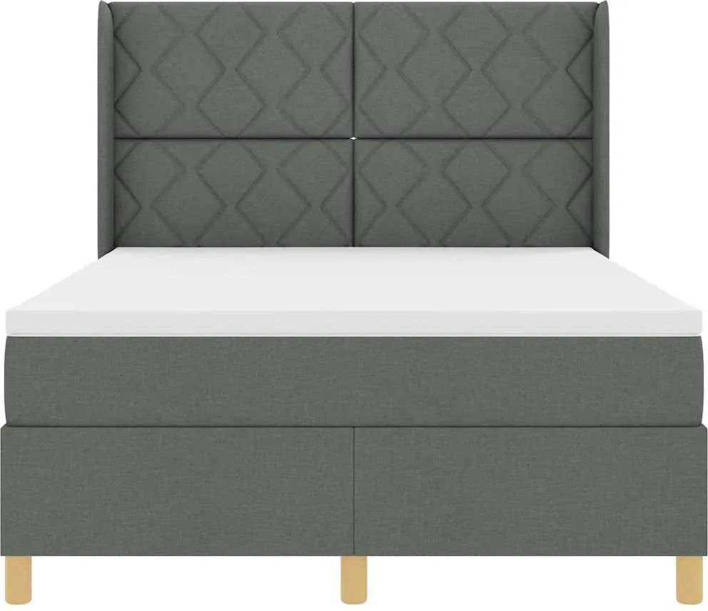Postel s boxspringem s čelo Tmavě šedá 140 x 200 cm textil 3341897
