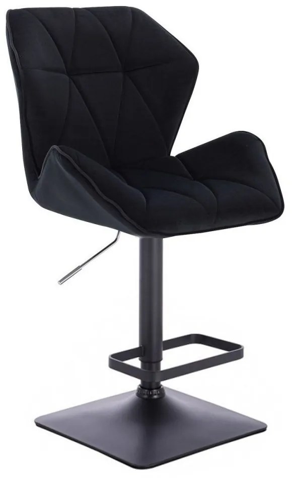 LuxuryForm DESIGN Barová židle MILANO MAX VELUR na černé hranaté podstavě - černá