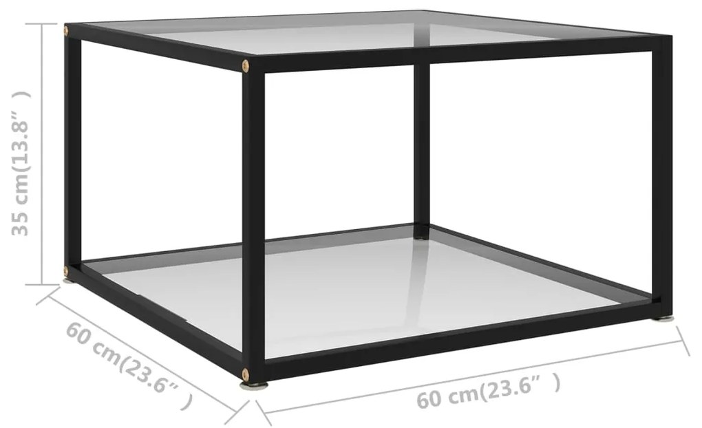 Konferenční stolek průhledný 60 x 60 x 35 cm tvrzené sklo - Default Title
