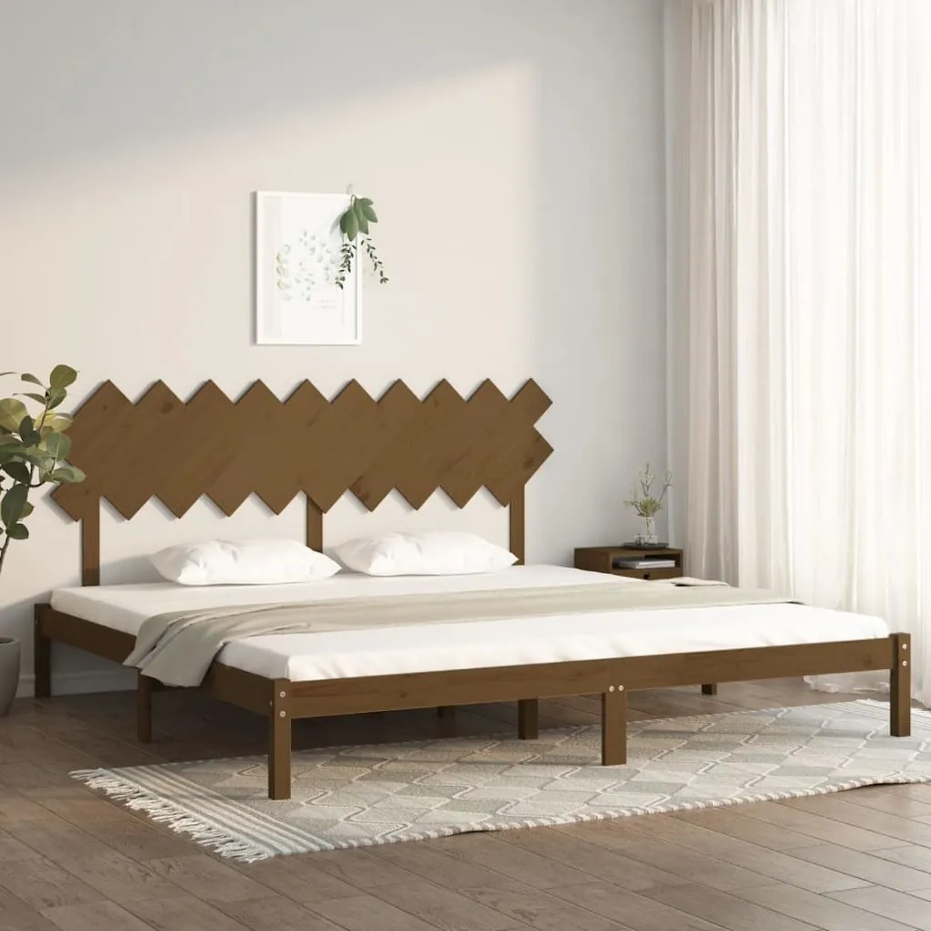 Rám postele medově hnědý 200 x 200 cm masivní dřevo 3104891