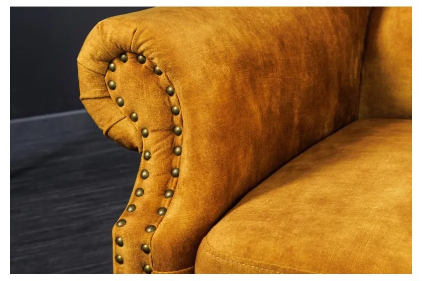 Massive home | Křeslo CHESTERFIELD tmavě žluté samet