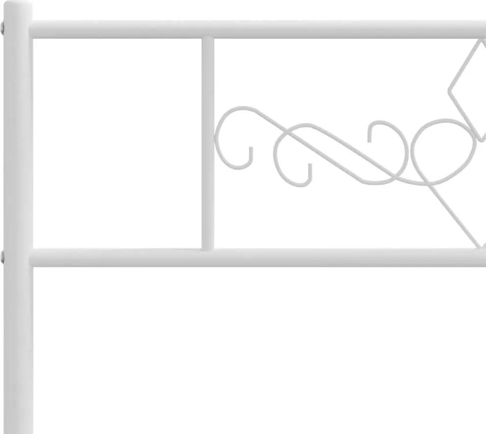 vidaXL Kovový rám postele s hlavovým a nožním čelem 100 x 200 cm [355329] Barva: Bílá