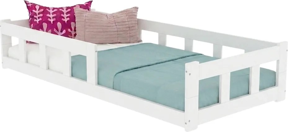 Benlemi Nízké jednolůžko FENCE 4v1 se zábranou 120x200 cm + matrace ADAPTIC Zvolte barvu: Světle šedá, Zvolte zábranu: S otevřeným vstupem