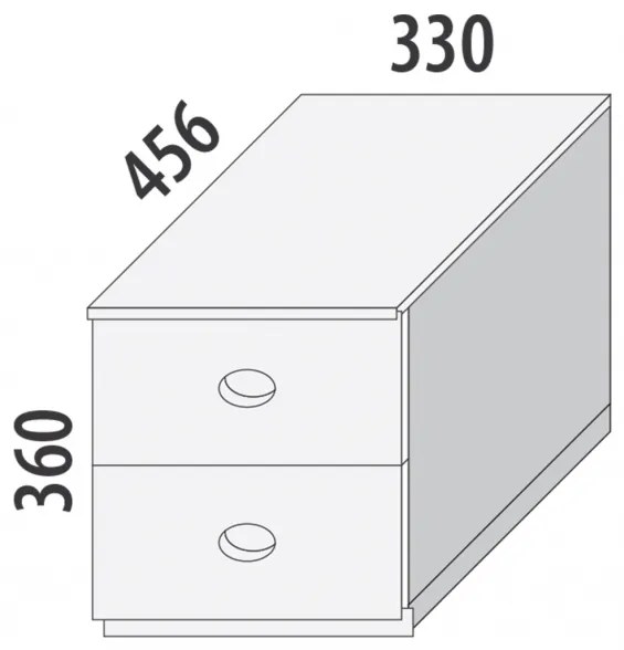 Domestav - DOMINO Skříň zásuvková 2 zásuvky hloubka 456 buk cink, olejovaný