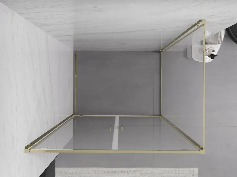 Mexen Exo, výklopná sprchová kabina, dveře 110 cm + boční stěna 80 cm, transparentní sklo, zlatá, 8182-110-080-50-00