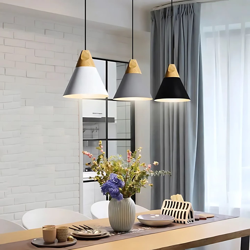 Toolight - Závěsná lampa Scandi A 1xE27, bílá-hnědá, OSW-00148
