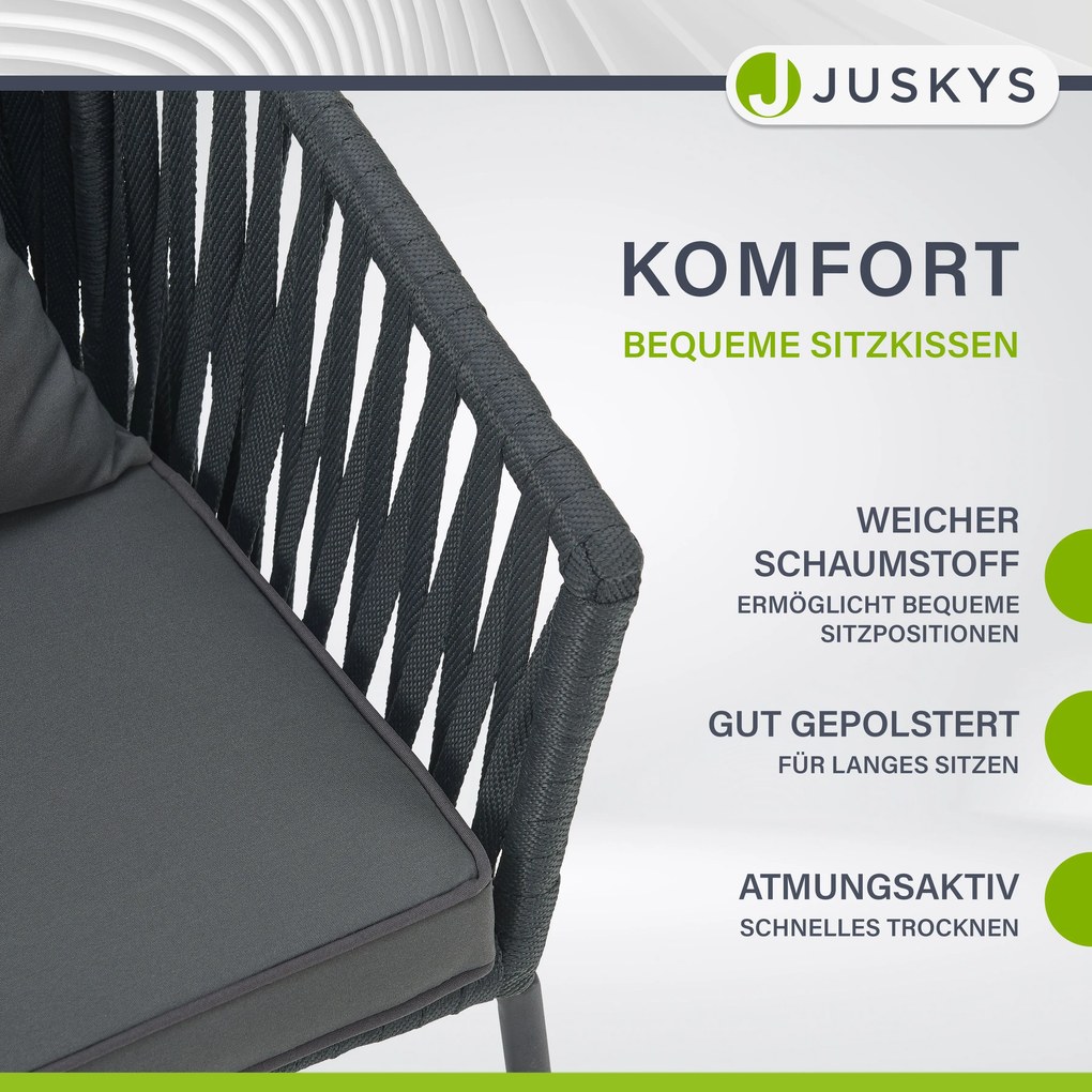 Juskys Zahradní křesla s provazovým výpletem, 2 kusy Barva: světle šedá