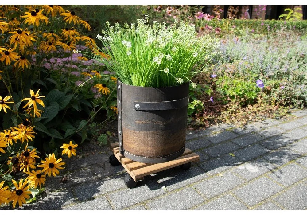 Dřevěný pojízdný podstavec pod květináč (výška 8 cm) Indoor &amp; Outdoor – Esschert Design